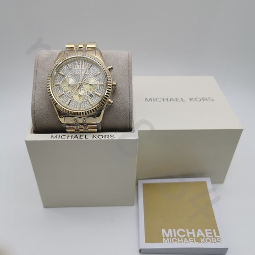 Michael Kors MK8579 Lexington Gold Tone Crystal Bracelet Chronograph ...
