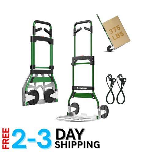 Upgraded Aluminum Folding Hand Truck Dolly with Slip-Free Wheels for ...