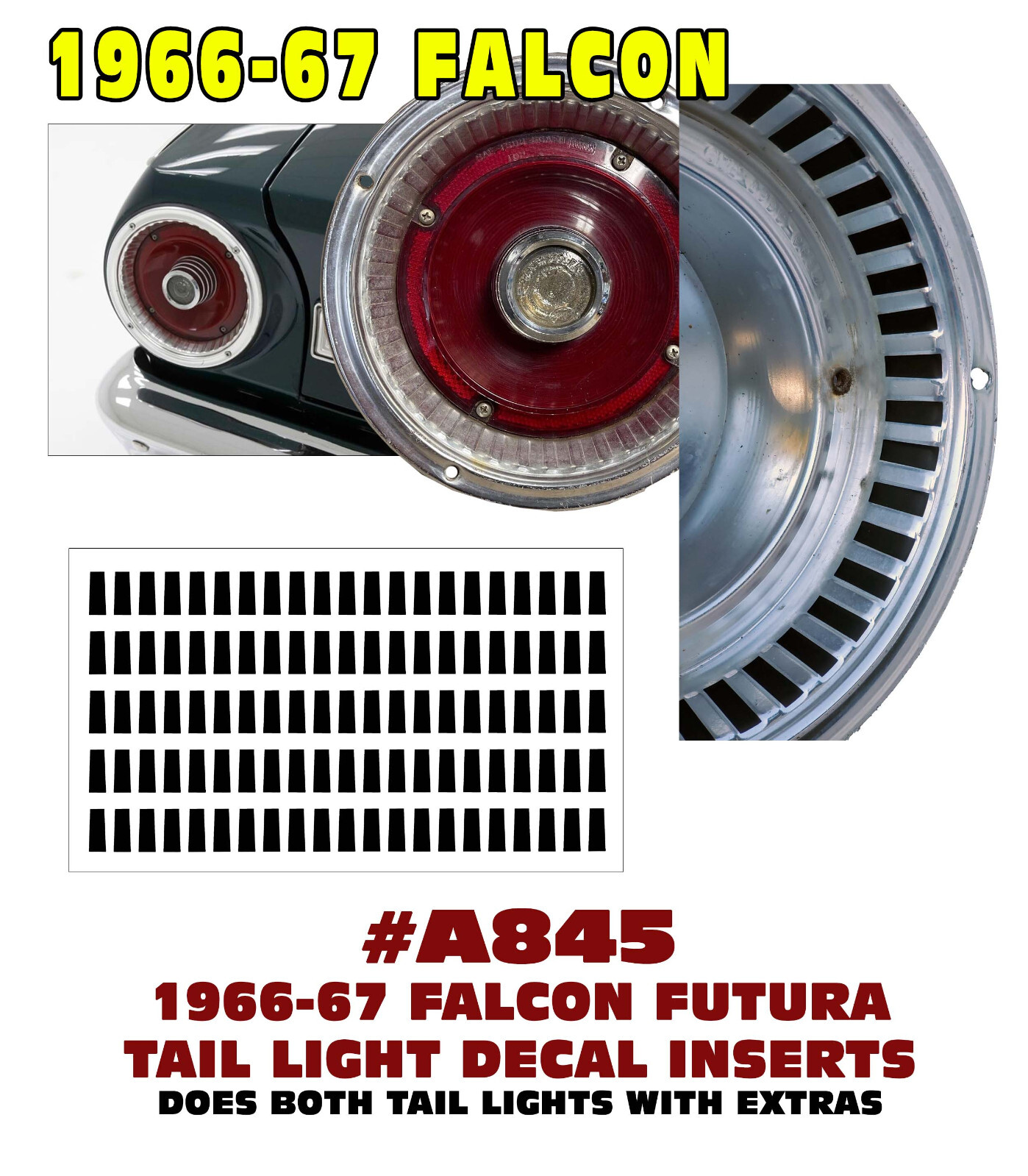 SP A845 1966 1967 FORD FALCON FUTURA - TAIL LIGHT DECAL STICKER INSERTS ...