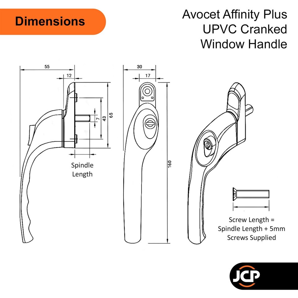 Cranked Espag UPVC Window Handle Offset Key Locking Avocet Affinity ...