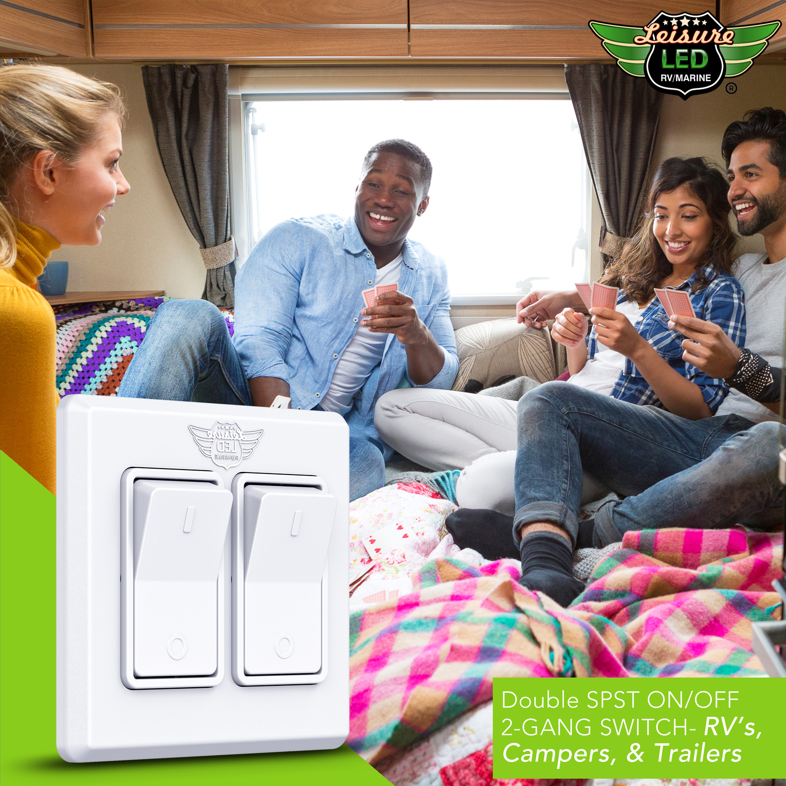 Single 2 Gang On-OFF 12V White Light Switch - RV Camper Trailer Marine ...