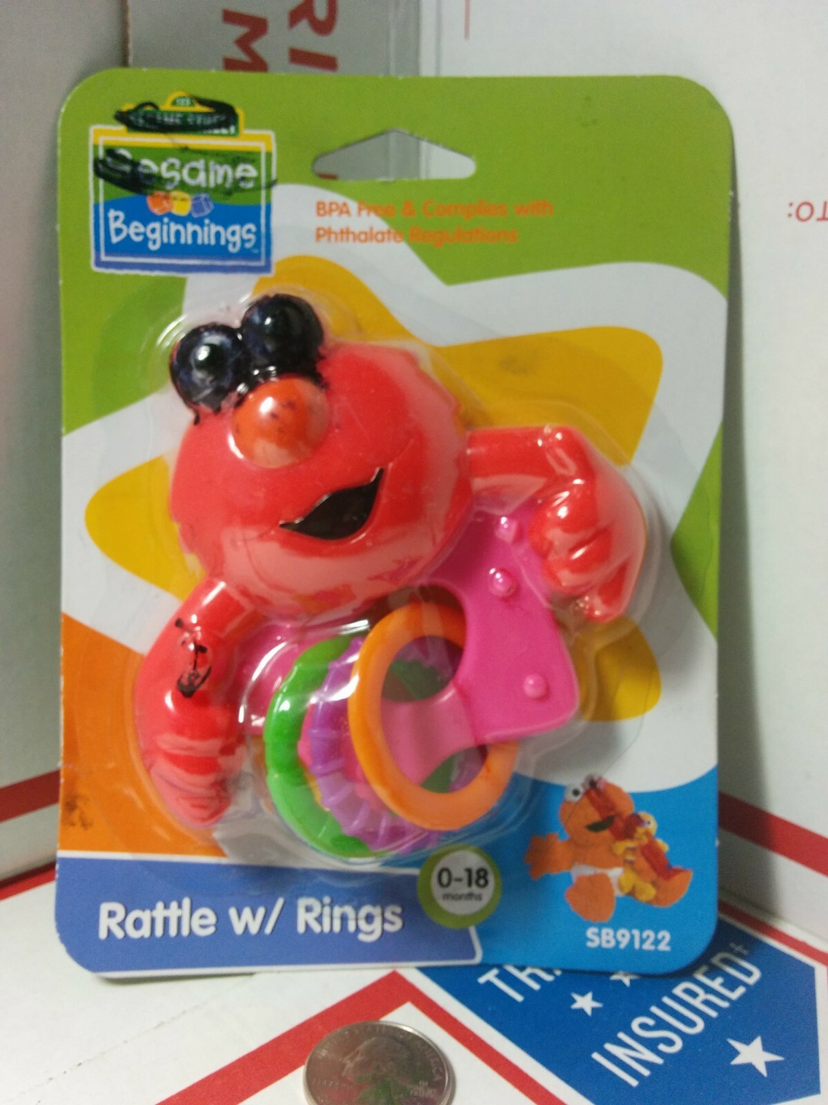Elmo Baby Sesame Street Beginnings Rattle with Rings 0-18 Months NEW on ...