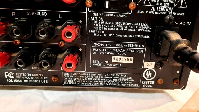 Sony STR DA4ES 7.1 Channel 110 Watt Receiver for sale online | eBay