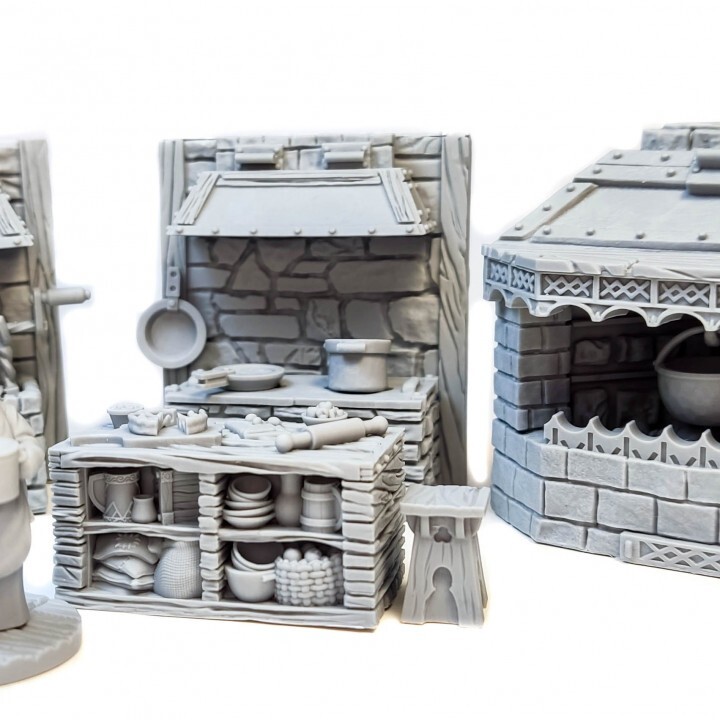 28mm Medieval Kitchen Dungeons & Dragons DnD D&D Tavern Furniture ...