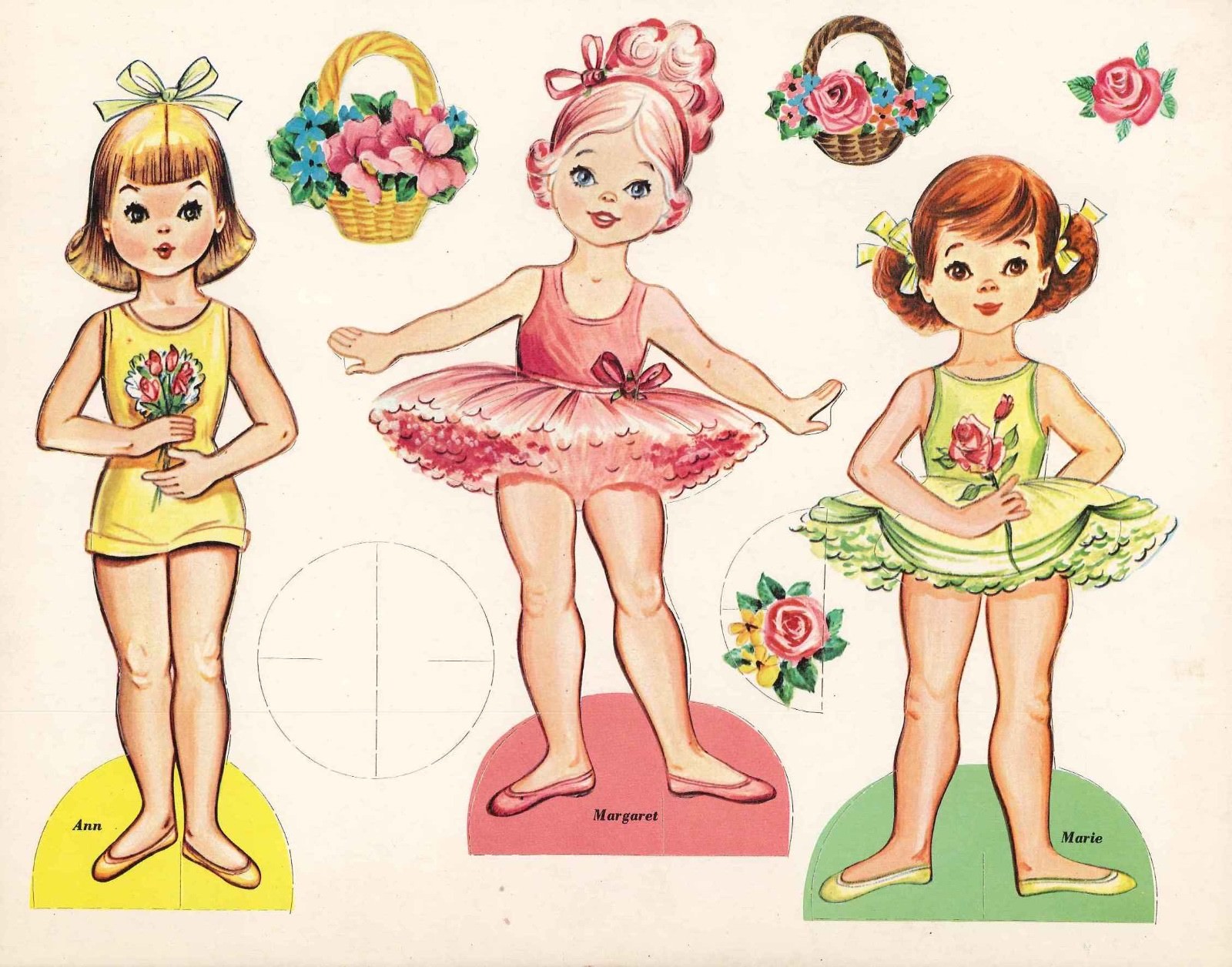 VINTGE 1960s FLOWER GIRLS PAPER DOLL ~12 PG CUTE ORIG SIZE UNCUT REPOR ...