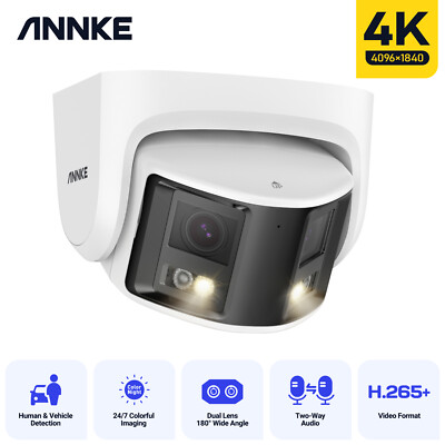 ANNKE 8MP Color 2-Way Audio PoE CCTV IP Camera 180° View 4K Security ...