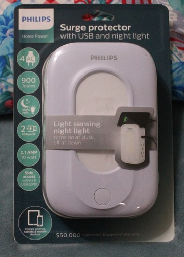 Philips Surge protector 900 joules with 2 USB ports 4 AC outlets ...