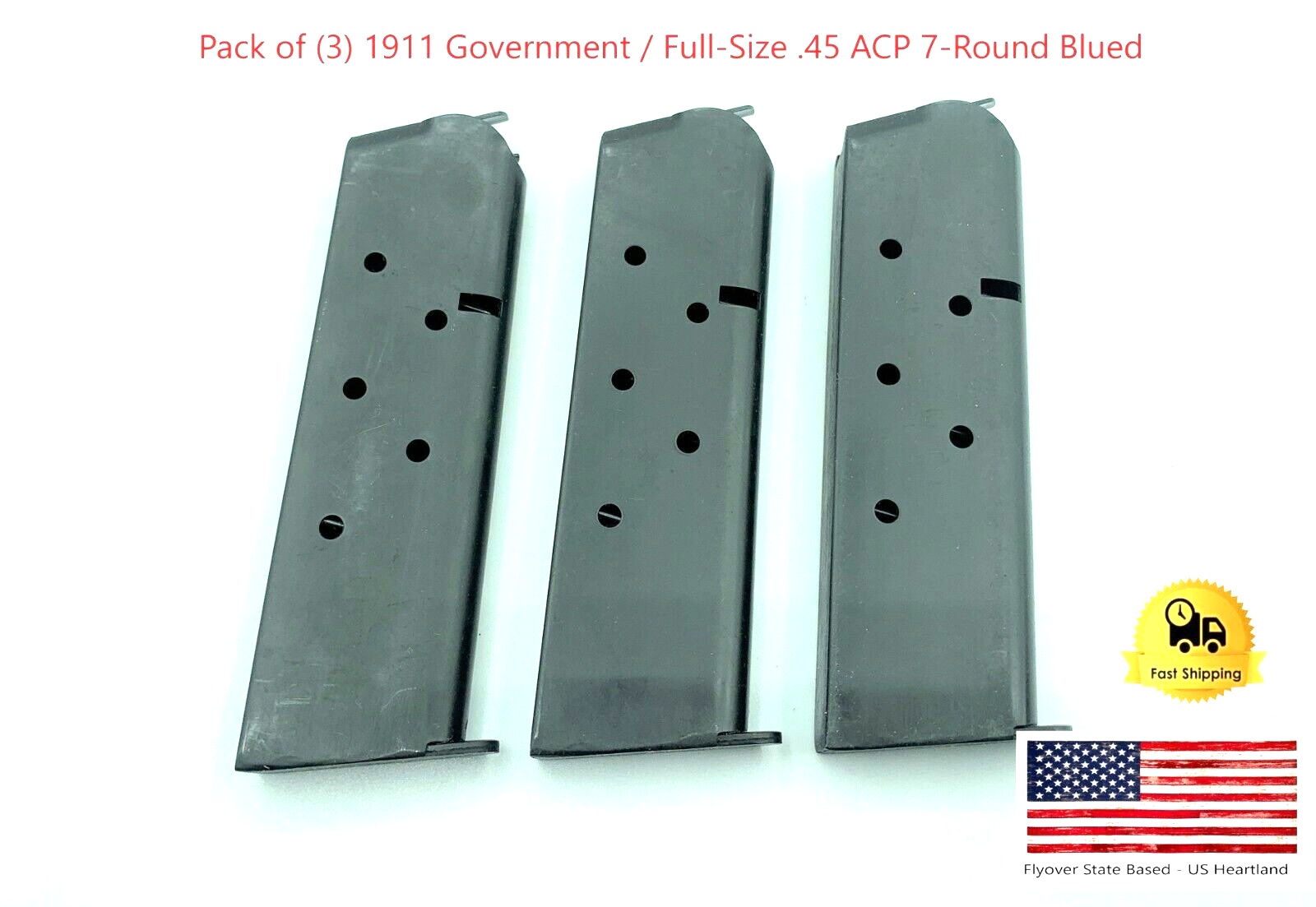 Pack of 3 1911 Pistol Mag .45 ACP FS 25M Clip 45 AUTO 7 Round Colt ...