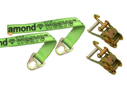 2-Pack 8' Hi-VIZ Green DIAMOND WEAVE Chevron Wheel Lift Strap Finger ...