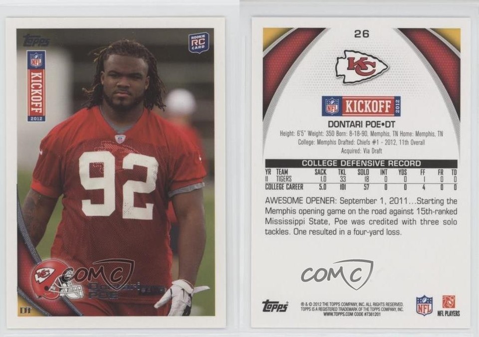 2012 Topps Kickoff Dontari Poe #26 0ei4 | eBay UK