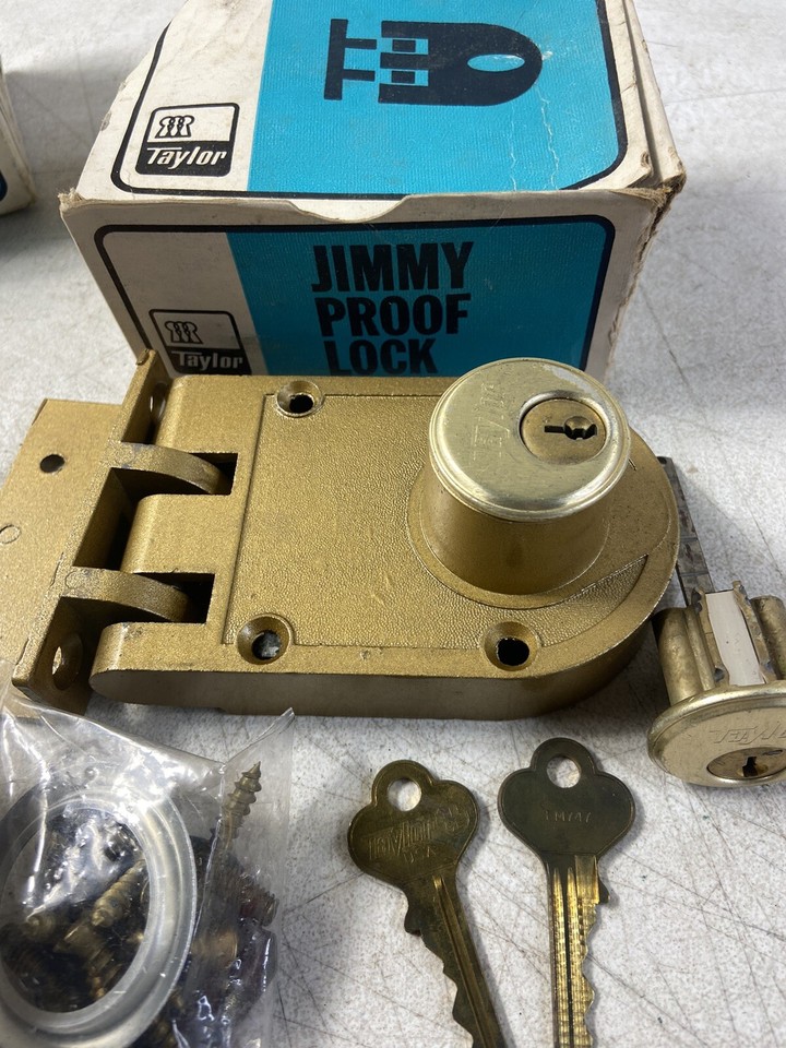 Vtg Taylor Lock Co 888 JIMMY PROOF Double Cylinder Door Lock - Read | eBay