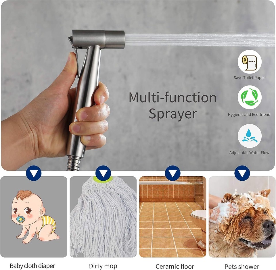 Stainless Steel Toilet Bidet Spray Handheld Shattaf Bathroom Sprayer ...