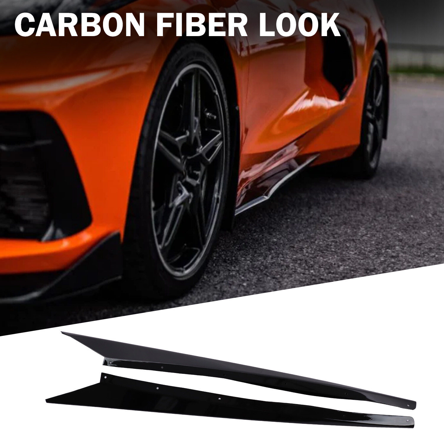 CARBON FLASH Side Skirts For Corvette C8 Rocker Panel GM Z51 Style ABS ...