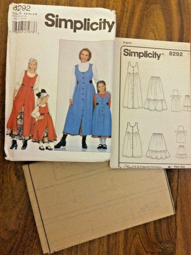 WOMENS CHILDS UNCUT SIMPLICITY 8292 Sewing Pattern MATCHING DRESS SIZE ...
