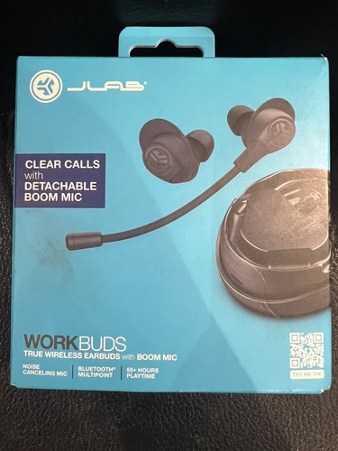 JLab Work Buds In-Ear True Wireless Earbud Headset Detachable Noise ...