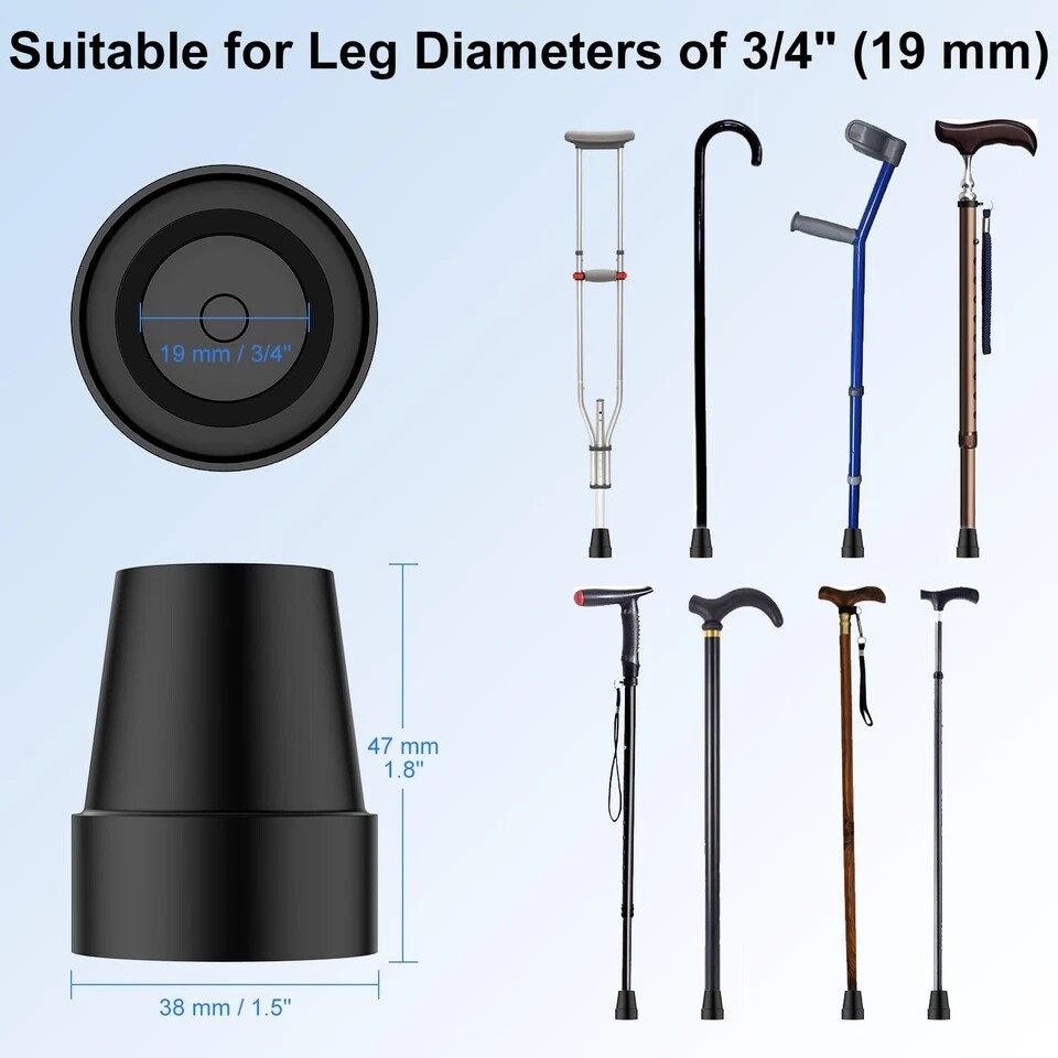 2 Pcs Cane Tips 3/4 Inch Heavy Duty Cane Tips Anti Slip TPR ...