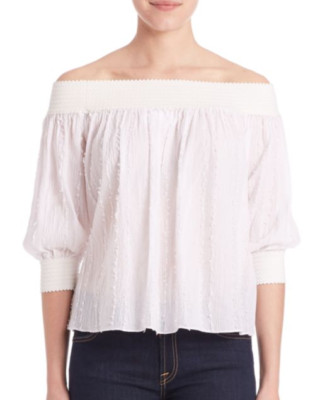 Nicholas Casper Fray Elastic Off-the-Shoulder Top White 4 NWT $255 | eBay
