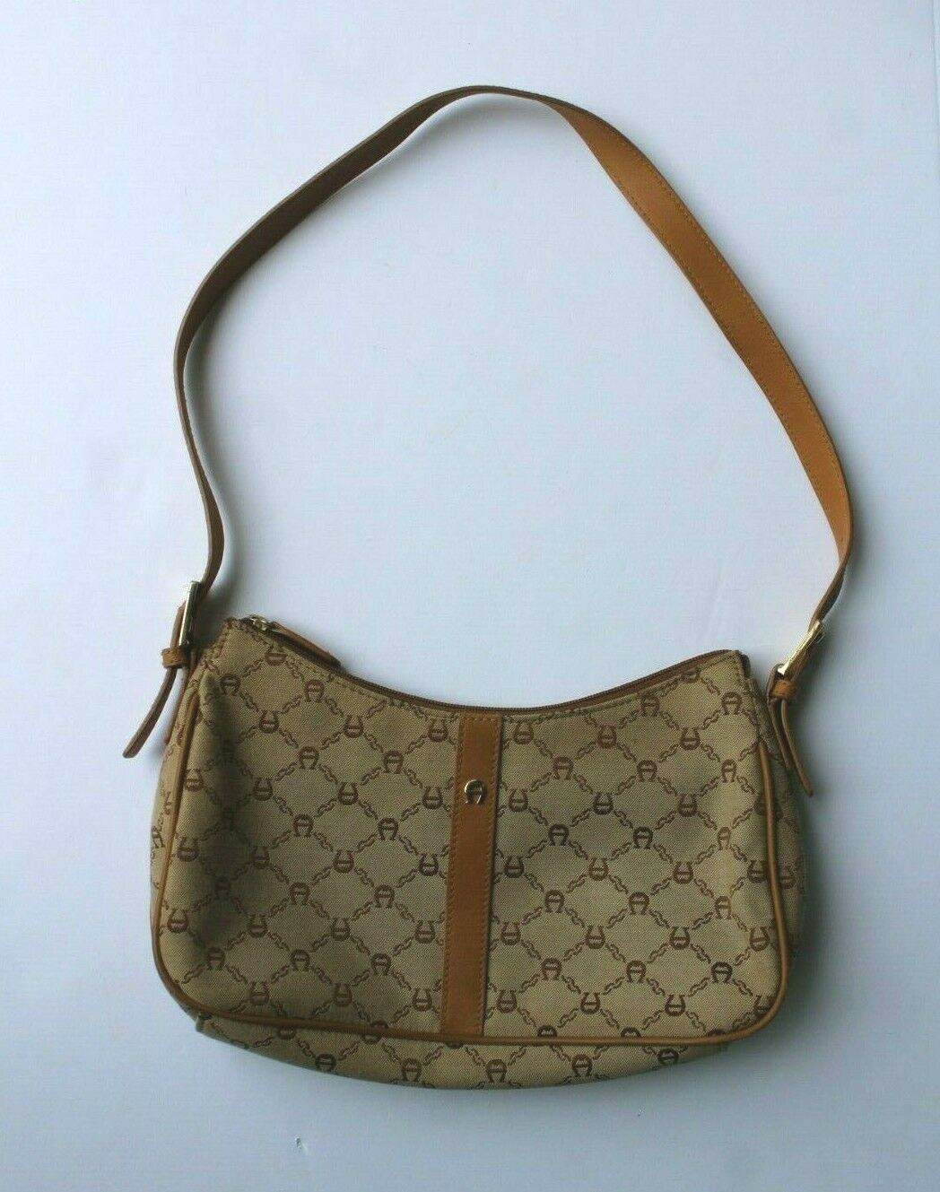 Vintage Etienne Aigner Signature Logo Print Fabric & … - Gem