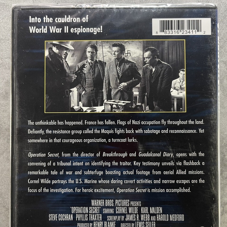 Operation Secret (1952 B&W) DVD 2010 Full Screen Cornel Wilde Karl ...