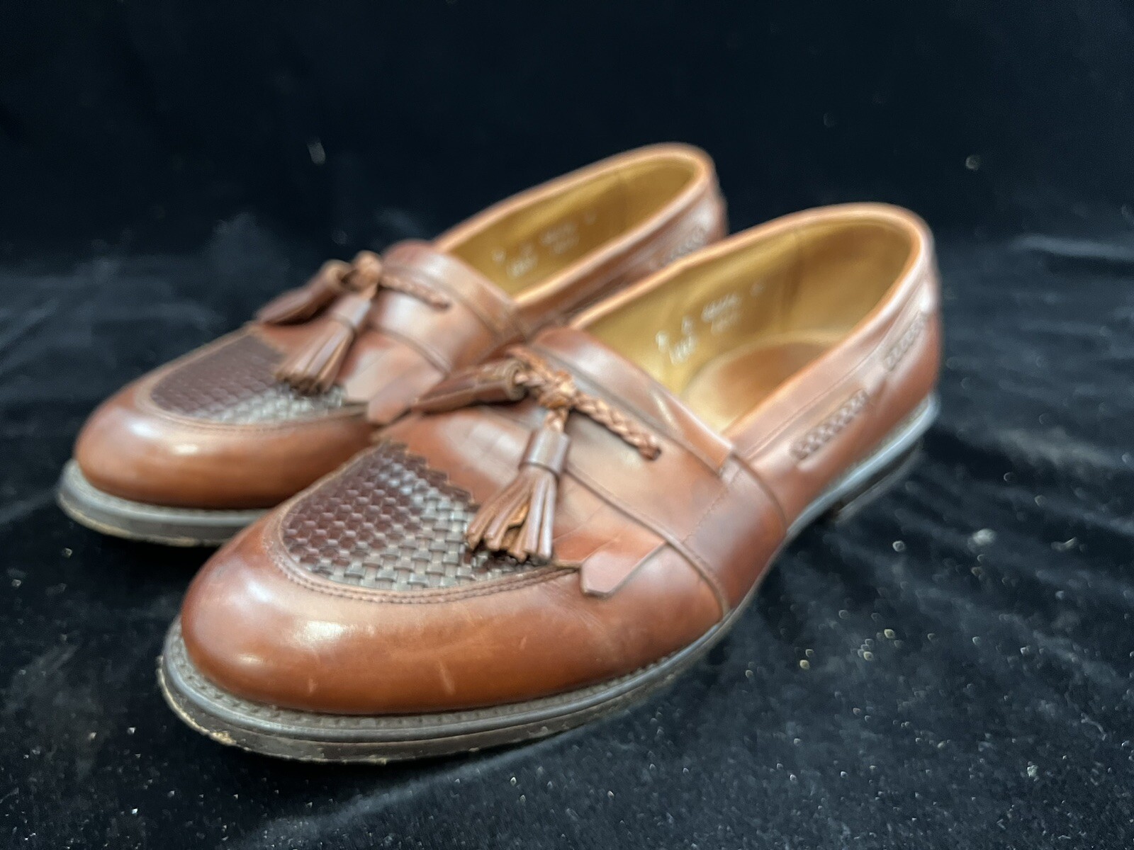 Allen Edmonds Cody Shoes 9D Brown Woven Kiltie Tassel Loafers Goodyear ...