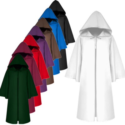 Kids Unisex Cape Medieval Hooded Cloak Fancy Dress Robe Retro Cosplay ...