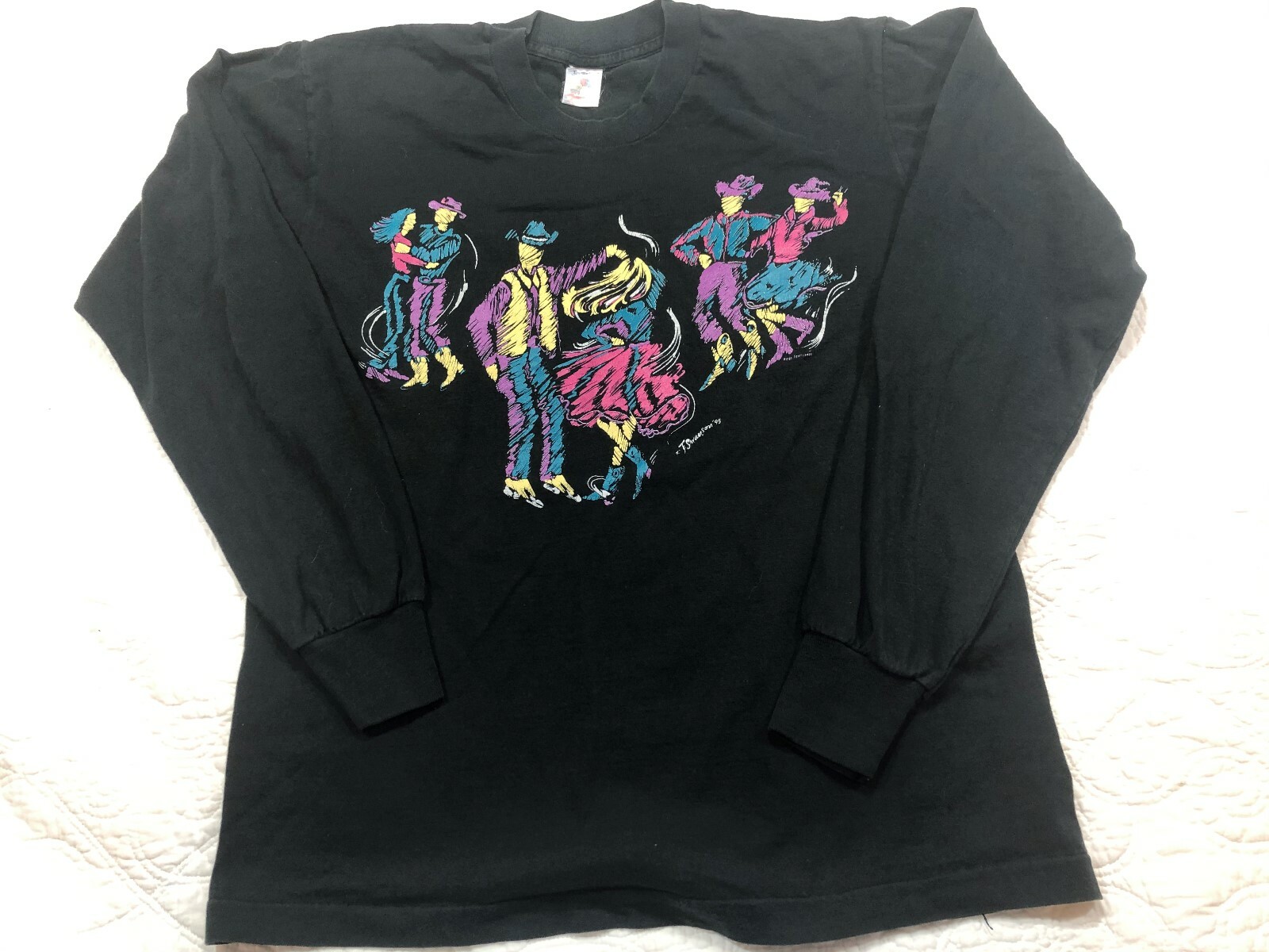 Vintage 1995 T Swanson Cowboy Square Dance Black Larg… - Gem