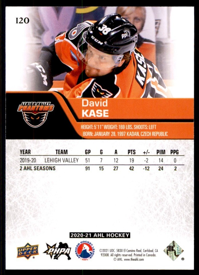 2020-21 Upper Deck AHL #120 David Kase | eBay