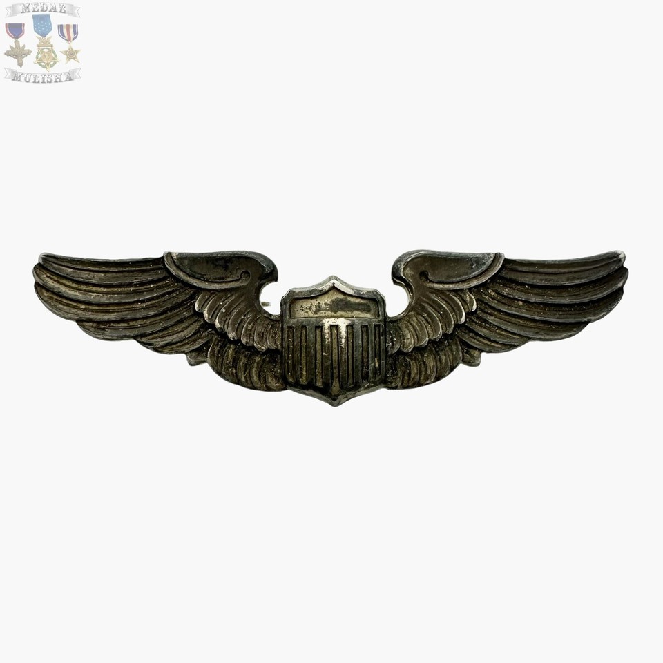STERLING WWII U.S. ARMY AIR CORPS PILOT WINGS BADGE 2 INCH SIZE PIN ...