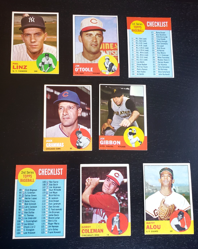 1963 Topps Baseball Lot of 8 (5 EX-NM) & (3 PR-GD) - Phil Linz #264 NM ...