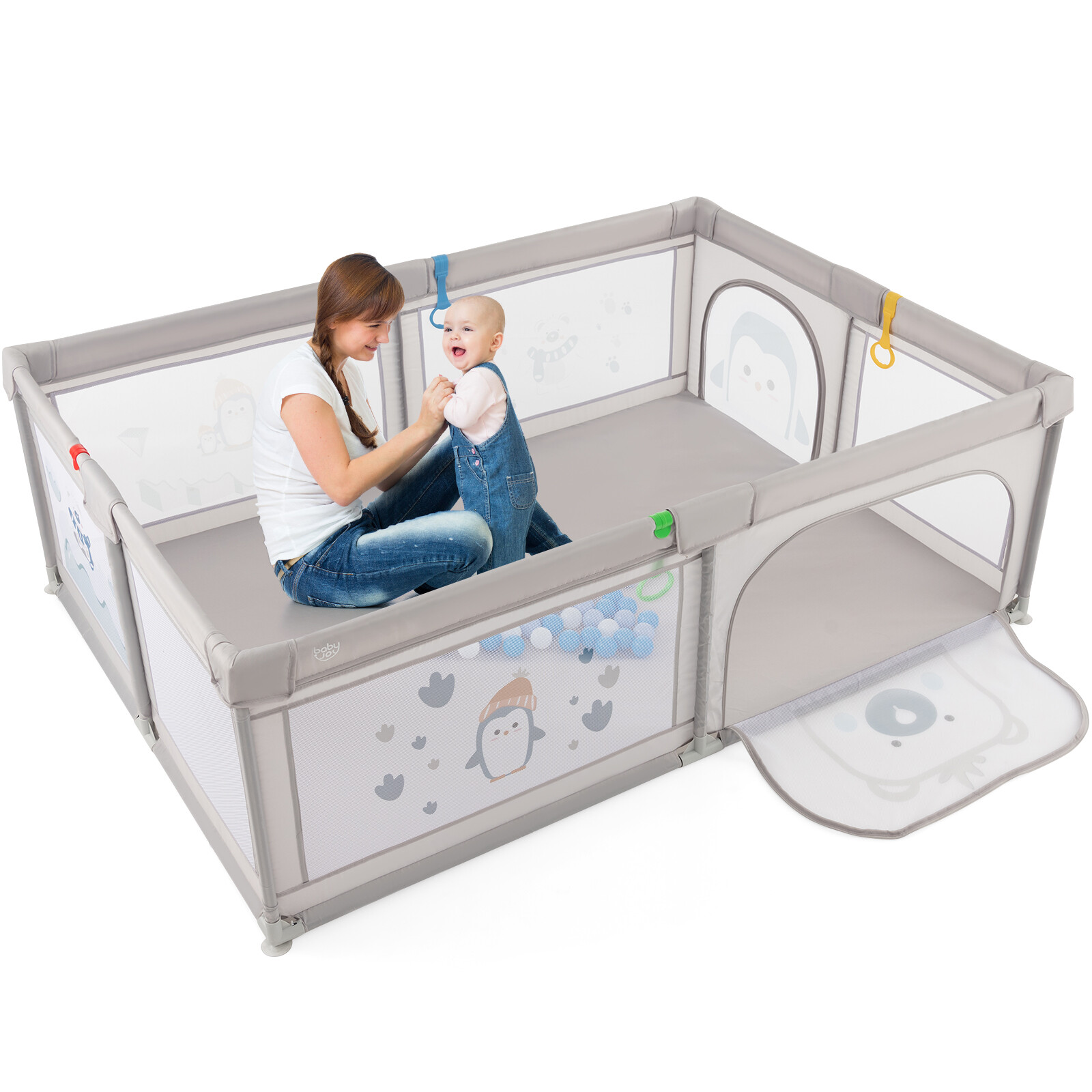 Baby Playpen Kids Indoor & Outdoor Activity Center w/ Animal Cartoon ...