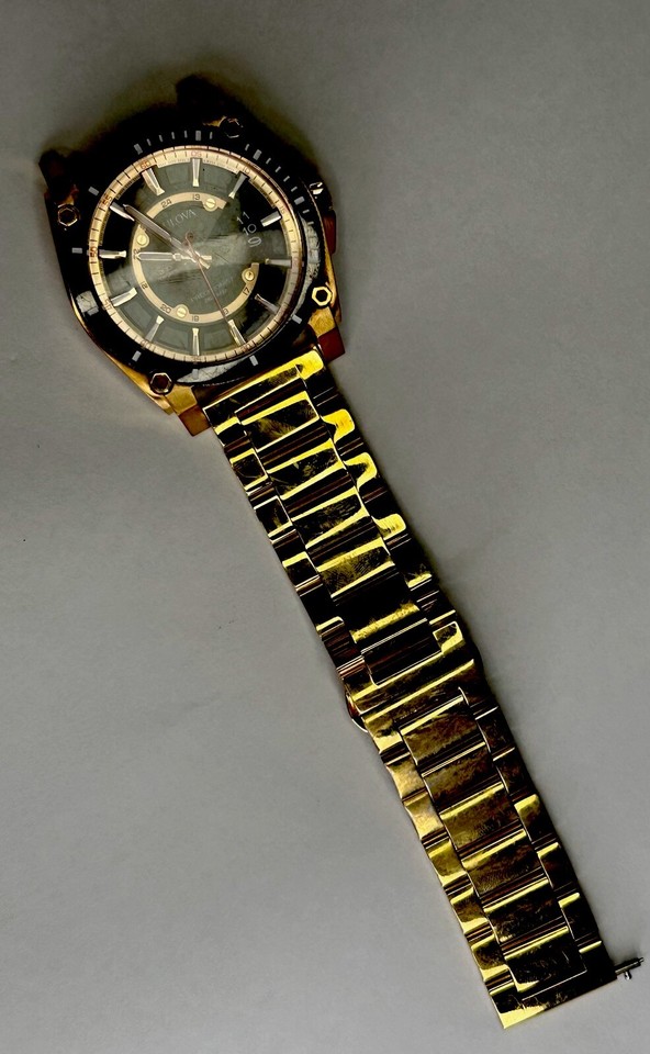 Bulova Precisionist 98B152 Icon Rose Gold Black Dial Polyurethane Men's ...