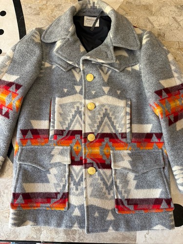 Vintage Pendleton Indian Navajo HARDING Print FUZZY Wool COATJacket Men ...