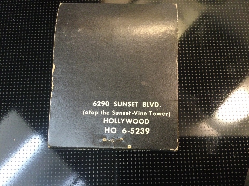 1960’s Unstruck Matchbook “ROOM AT THE TOP” Hollywood Restaurant-Sunset ...