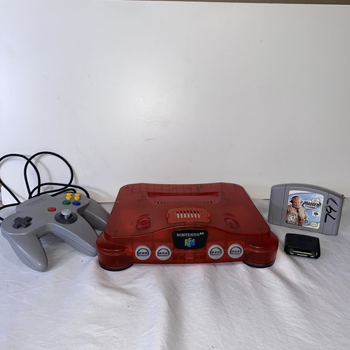 Nintendo 64 N64 Watermelon Red Console NUS-001 W/2 Jumper Packs ...