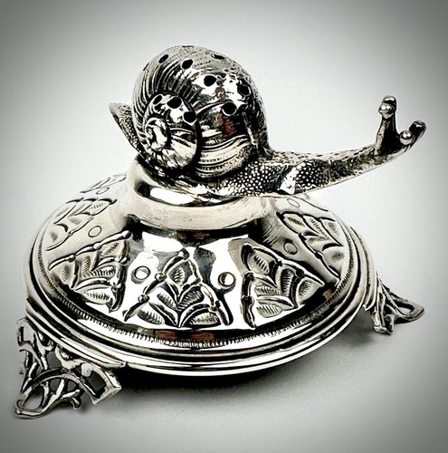 Antique Solid Silver Sterling Snail Toothpick Holder Portugal Circa ...