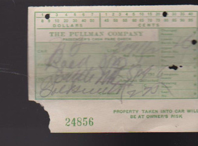 Pullman Company 1936 Passengers Fare Ticket Train | eBay