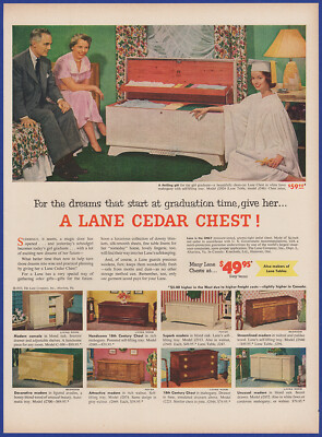 Vintage 1953 LANE Cedar Chests Hope Chest Wood Inlay Ephemera 1950's ...