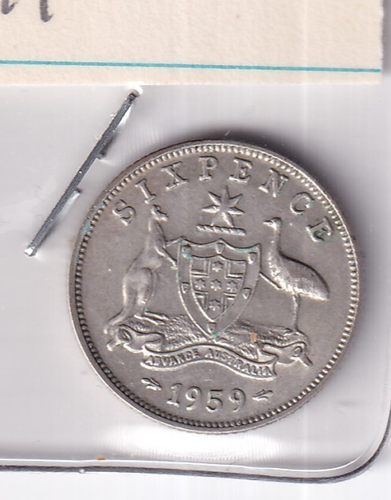 AUSTRALIAN: 1959 PRE-DECIMAL QEII SILVER (6p) SIXPENCE COIN #3652 | eBay
