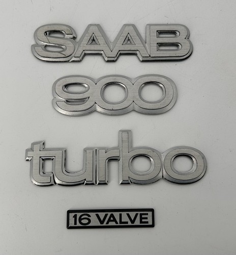 SAAB 900 Turbo 16 Valve Rear Trunk Tailgate Emblems Set Metal Silver | eBay