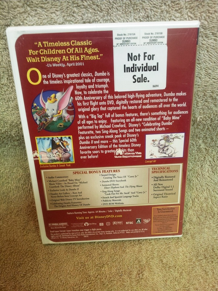 Dumbo (60th Anniversary Edition) [DVD] | eBay