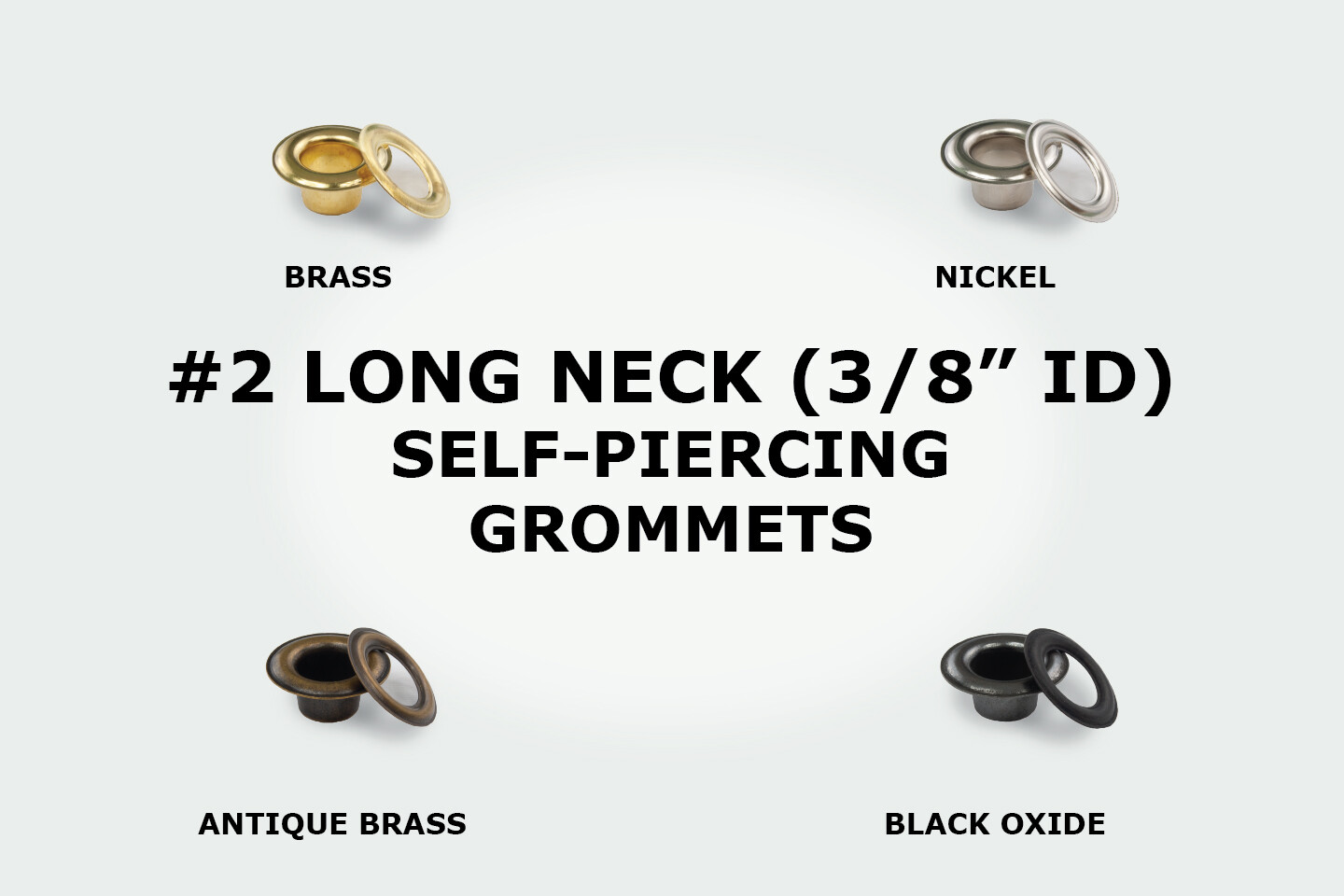 500 sets #2 grommets & washers (1,000 pcs) LONG NECK 3/8 hole size - (4 ...