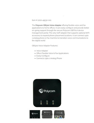 Polycom 2200-49530-001 OBIHAI 300 Voice Adapter - Connects Up to 1 ...