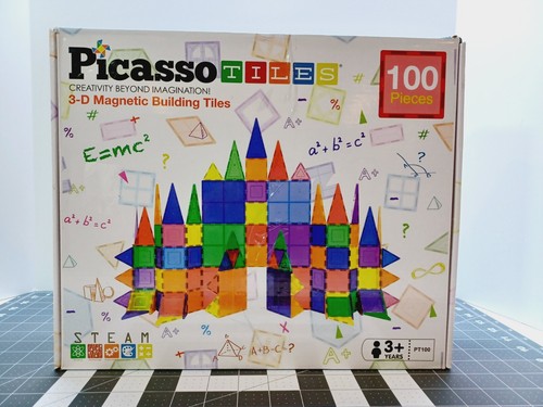 PicassoTiles 100 Piece Set 100pcs Magnet Building Tiles Magnetic 3D ...