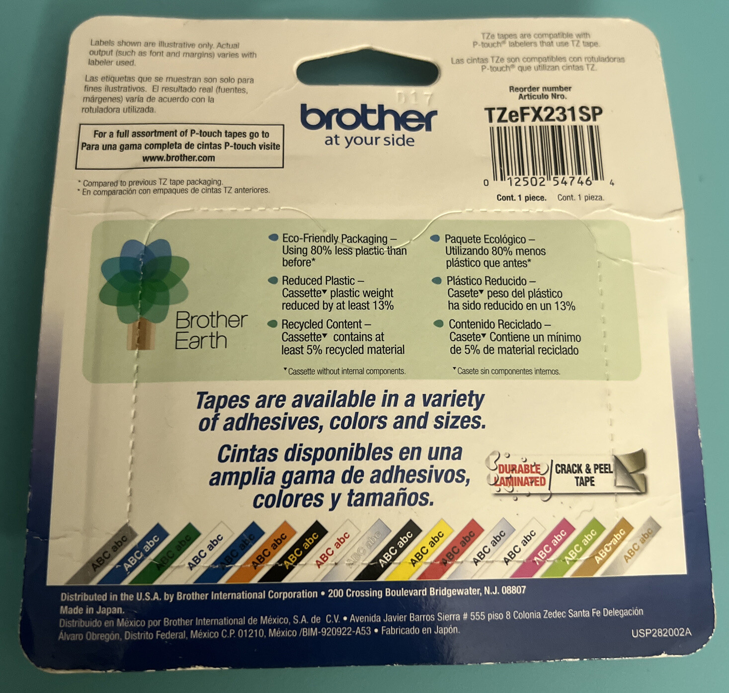 Brother P-Touch TZe-FX231 White 1/2” x 26’ Laminated Cable Wire ...