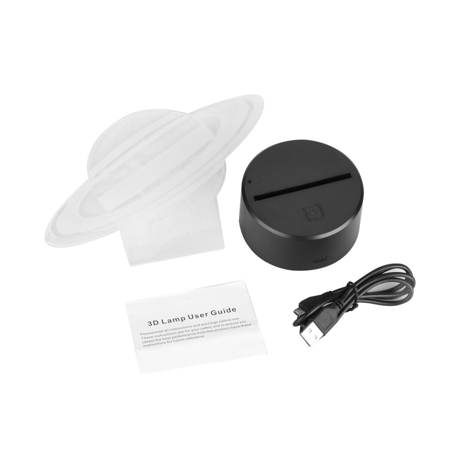 3D Planet Saturn 7 Color Change Night Light LED Desk Lamp Touch ...