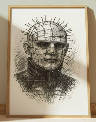 HELLRAISER PINHEAD DRAWING PRINT SKETCH 8" x 10" HORROR MOVIE WALL ART ...