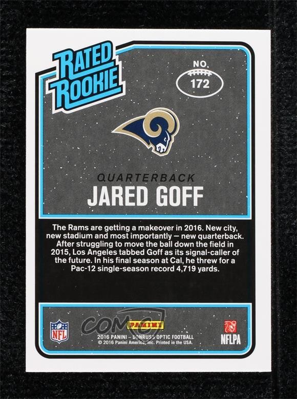 2016 Donruss Optic Rated Rookie Purple Jared Goff #172 Rookie RC | eBay