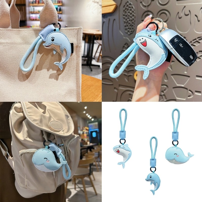 Versatile Leather Dolphin Keychain Elegant Key Rings Adornment For Bags ...