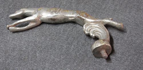 Unusual running Greyhound bronze nickel plated car mascot radiator cap ...