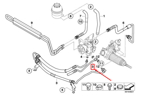 OEM BMW E83N SUV EXPANSION POWER STEERING HOSE 32413450593 NEW | eBay